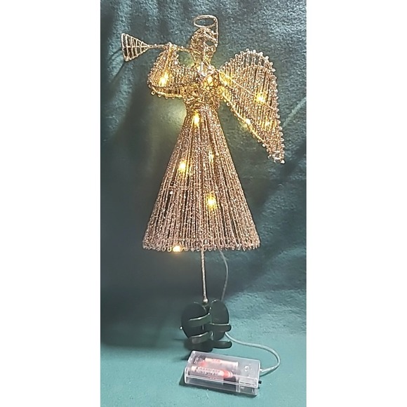 Holiday | Kirklands Home Led Gold Angel Tree Topper Battery Operated ...